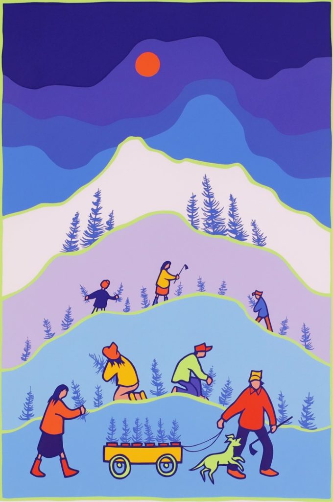 Ted Harrison: TREE PLANTING - Hodgins Art Auctions Ltd.