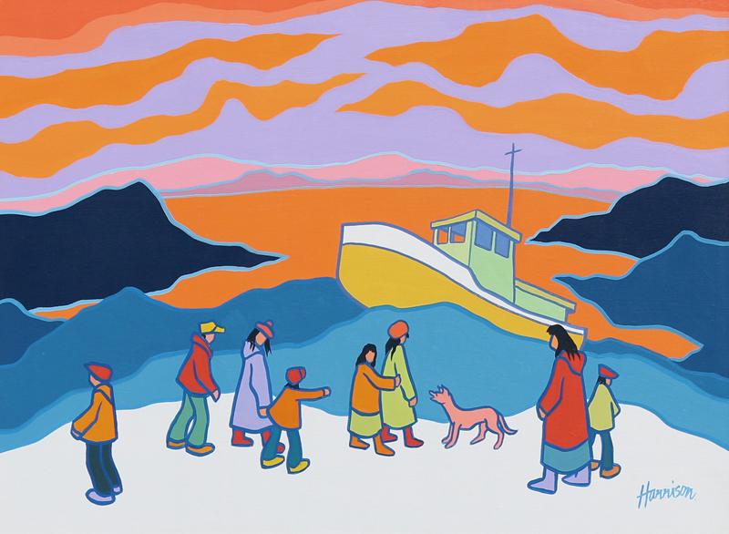 Ted Harrison: STRANDED BOAT - Hodgins Art Auctions Ltd.