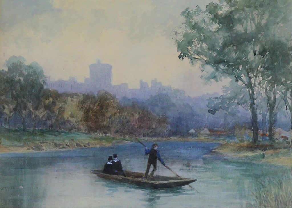 Frederic Marlett Bell-Smith: ETONIANS IN A PUNT, BELOW WINDSOR CASTLE ...