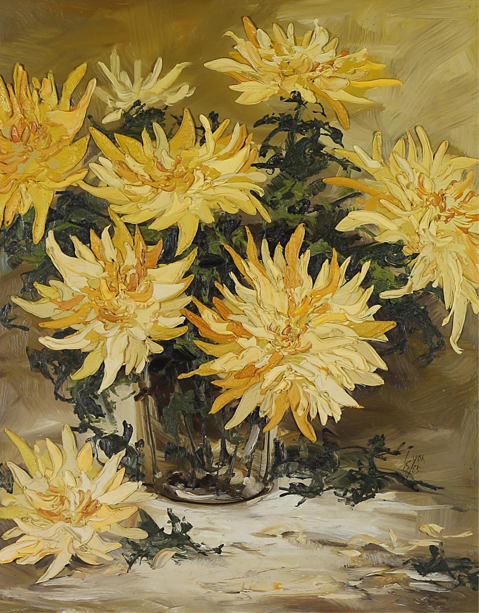 Harold Lloyd Lyon: YELLOW CHRYSANTHEMUMS - Hodgins Art Auctions Ltd.
