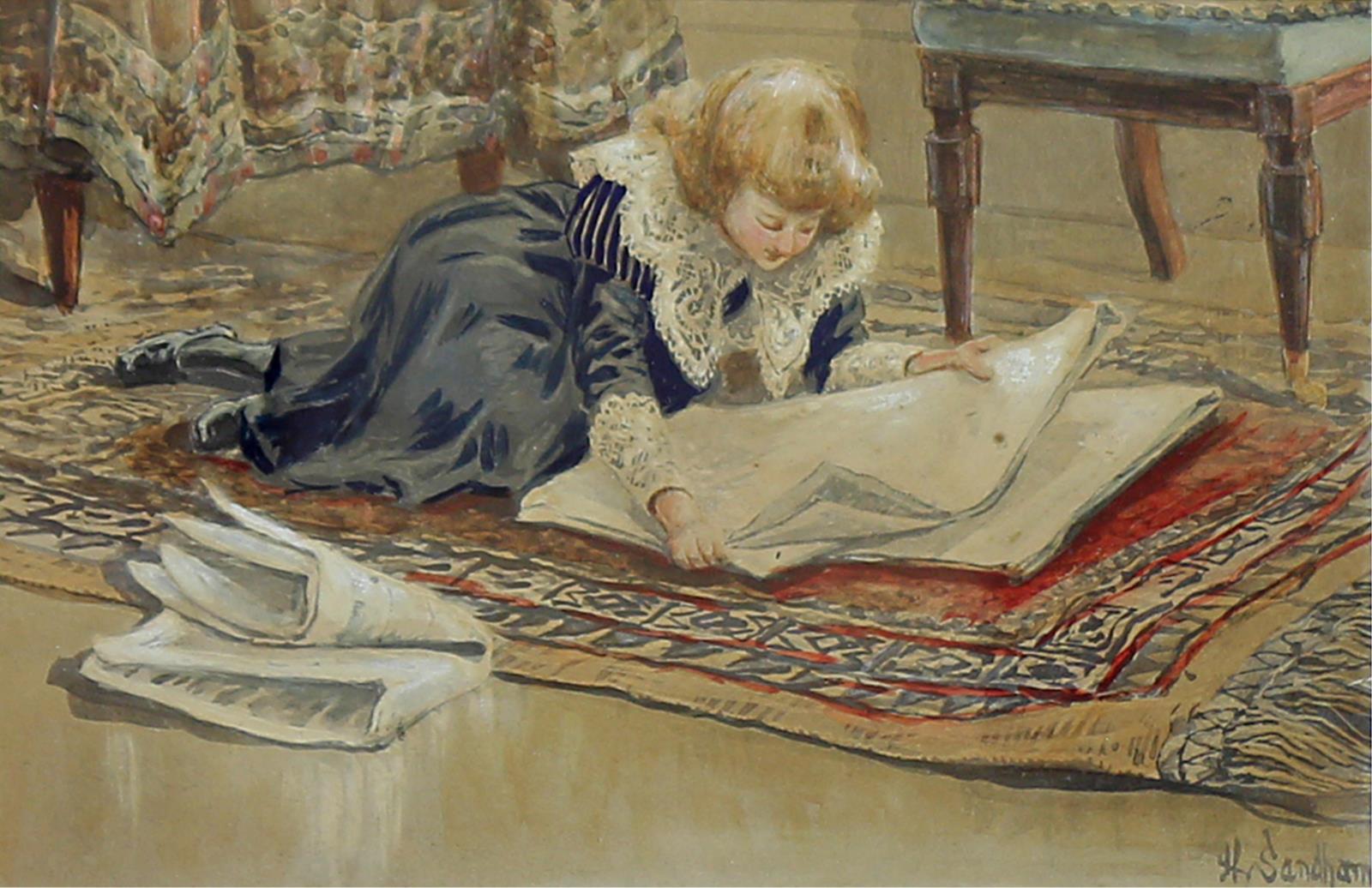 John Henry (Hy) Sandham: PORTRAIT OF A YOUNG WOMAN READING - Hodgins ...