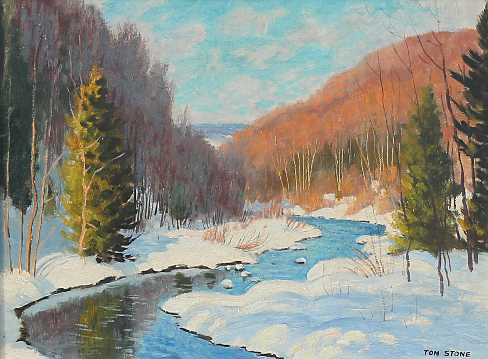 Thomas Albert Stone: SUNSET GLOW, CREDIT RIVER - Hodgins Art Auctions Ltd.