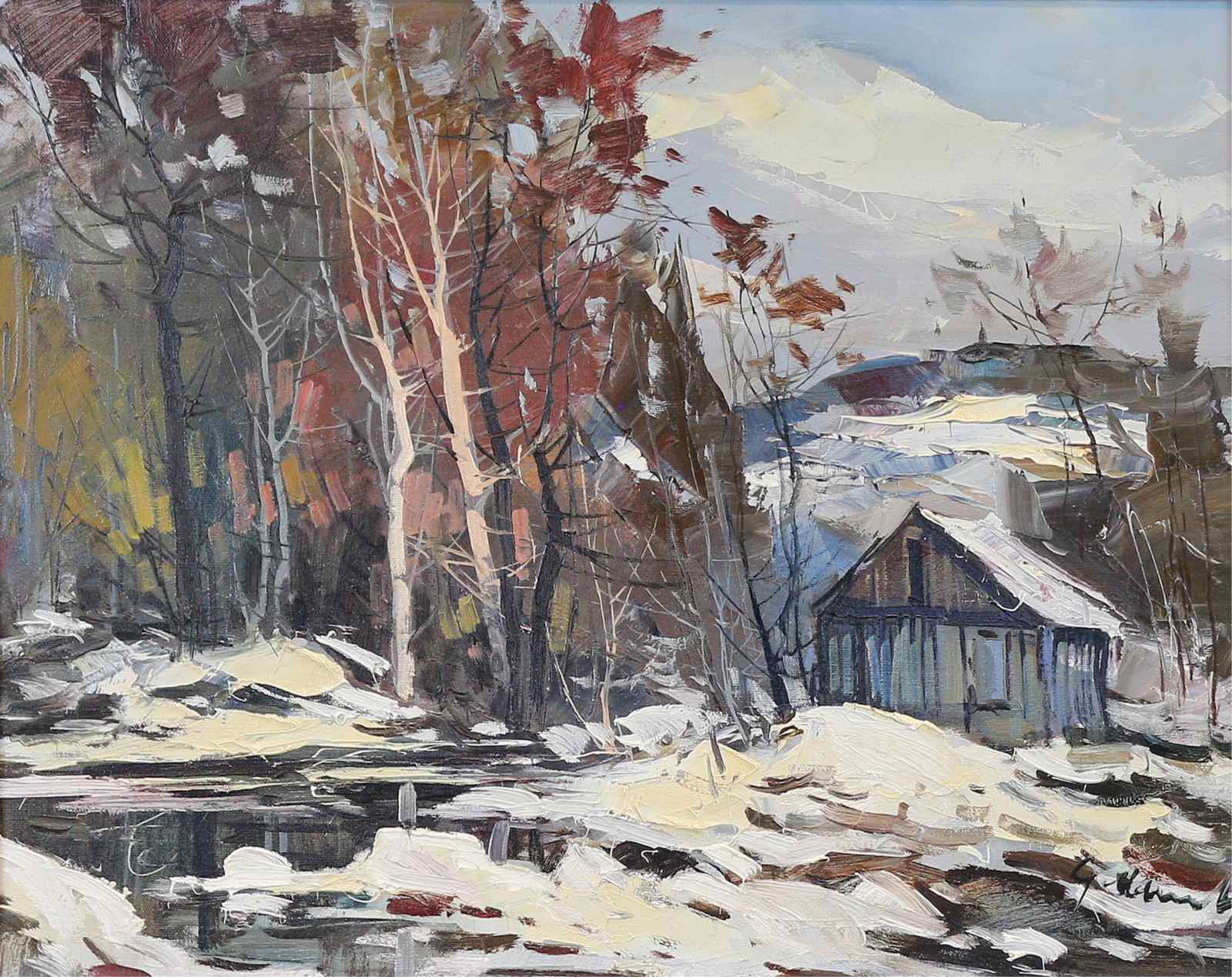 Geza (Gordon) Marich: CABIN WITH EARLY WINTER SNOW - Hodgins Art ...
