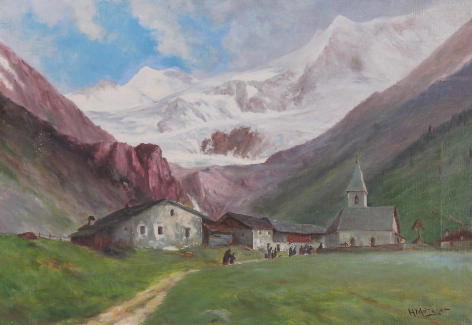 Father Henry Metzger Heading To Church In A French Mountain Village