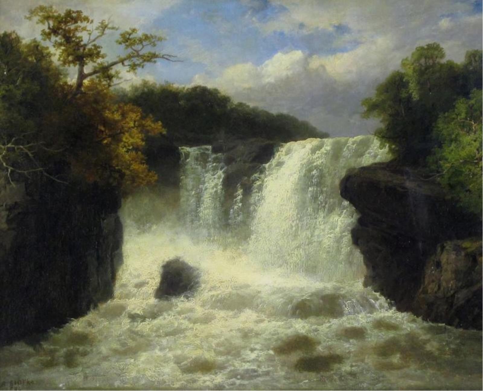 James Burrell Smith: LANDSCAPE WITH WATERFALL - Hodgins Art Auctions Ltd.