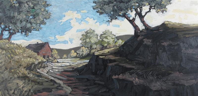 Steve Coffey: CABIN BY A CREEK BED - Hodgins Art Auctions Ltd.