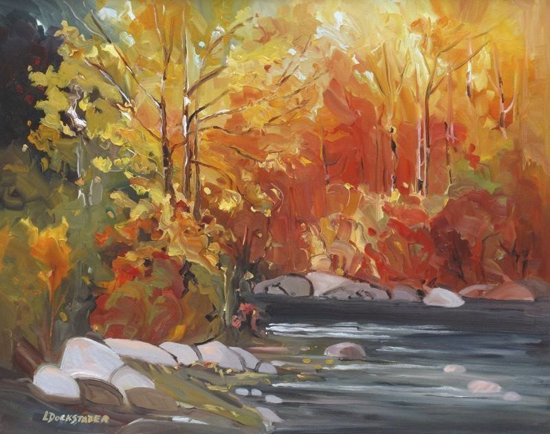 Lorna Dockstader: TREES ALONG THE ELBOW RIVER - Hodgins Art Auctions Ltd.