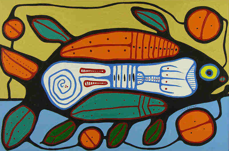 Norval H. Morrisseau: FISH LAYING EGG IN A CIRCLE - Hodgins Art ...