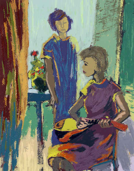 Henri Leopold Masson: FILLE A LA MANDOLINE - Hodgins Art Auctions Ltd.