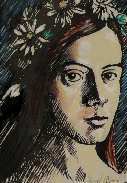 Frederick (Fred) Joseph Ross: UNTITLED PORTRAIT (WOMAN WITH FLOWERS IN ...