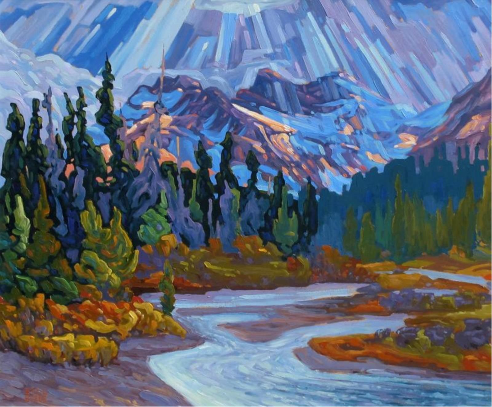 Bill Burns: SUN LADDERS, MISTAYA RIVER - Hodgins Art Auction