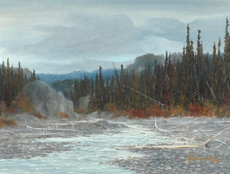 Allan Robert Thompson: RIVER LANDSCAPE - Hodgins Art Auctions