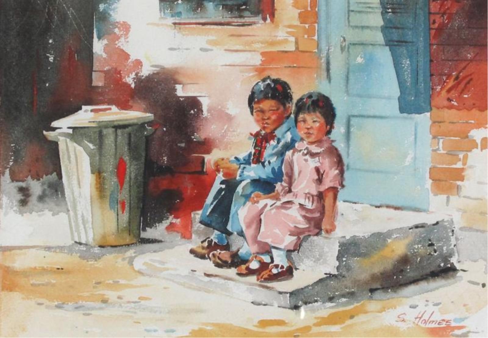 Sharon Christian (Nee Holmes): TWO CHILDREN SITTING ON THE DOORSTEP ...
