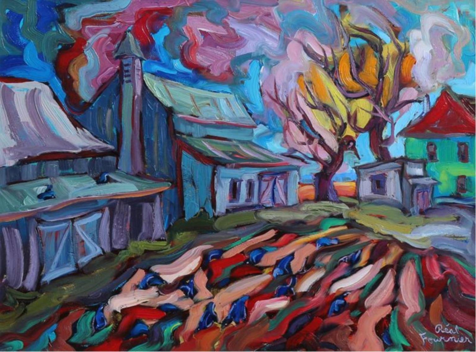 Real Fournier: CORNEILLES DANS LES LABOURS - Hodgins Art Auctions