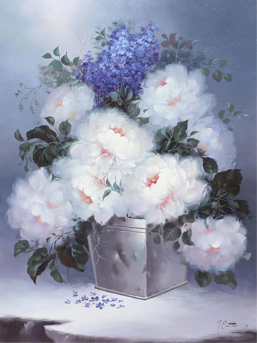 Victor Santos: STILL LIFE WITH PEONIES - Hodgins Art Auction