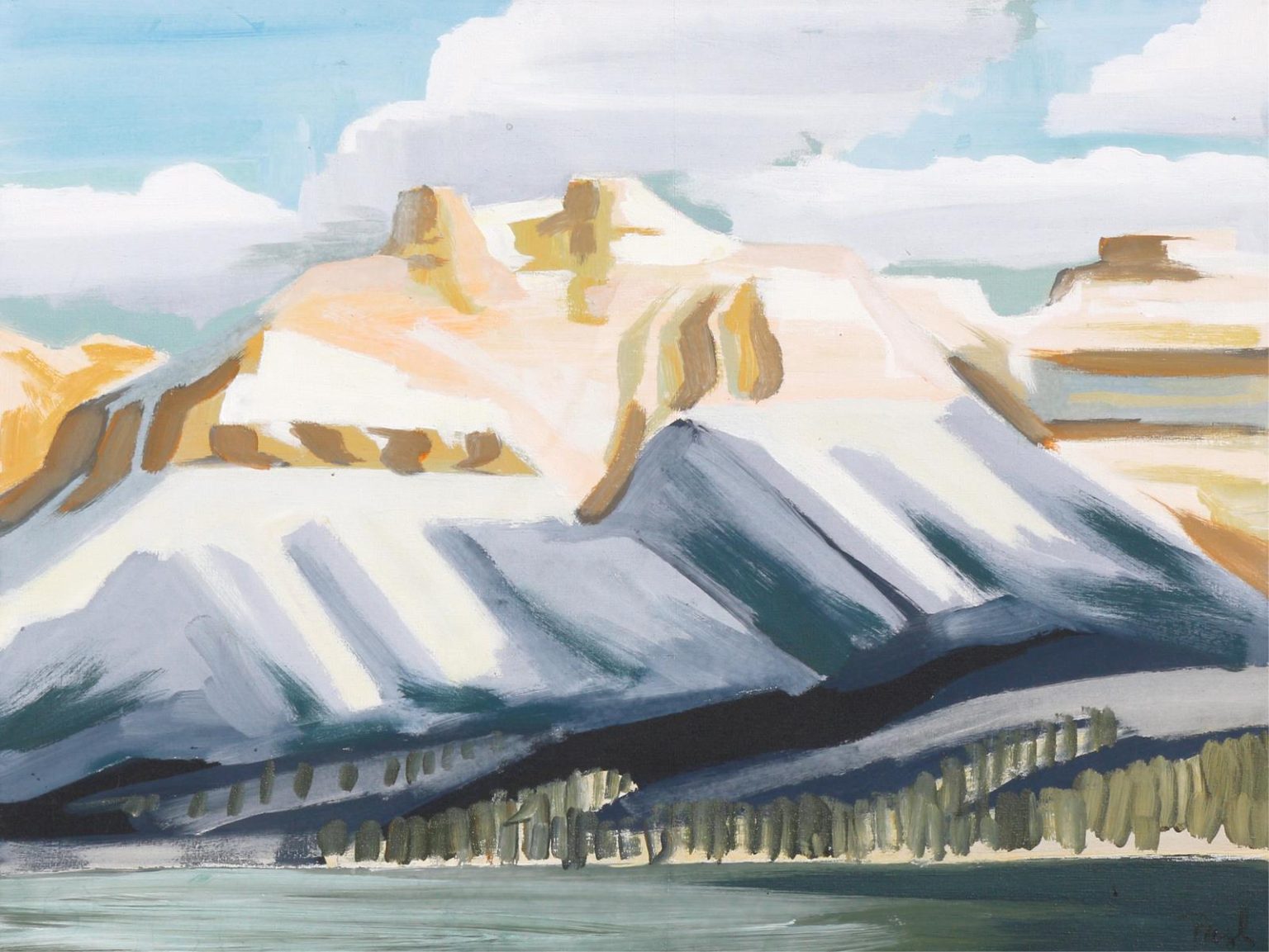 David Pugh: SNOW-CAPPED MOUNTAIN AND LAKE - Hodgins Art Auction
