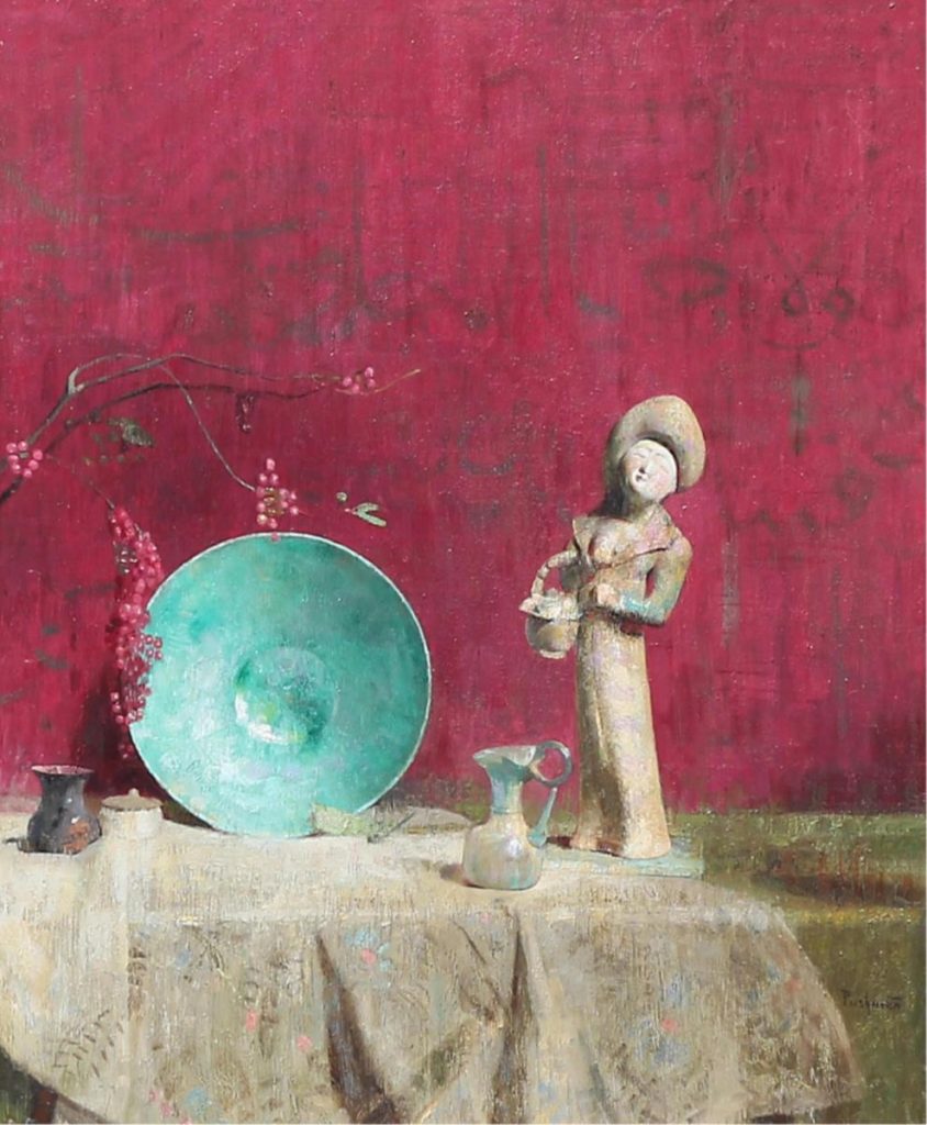 Hovsep Pushman: STILL LIFE WITH BOWL & FIGURINE - Hodgins Art Auction