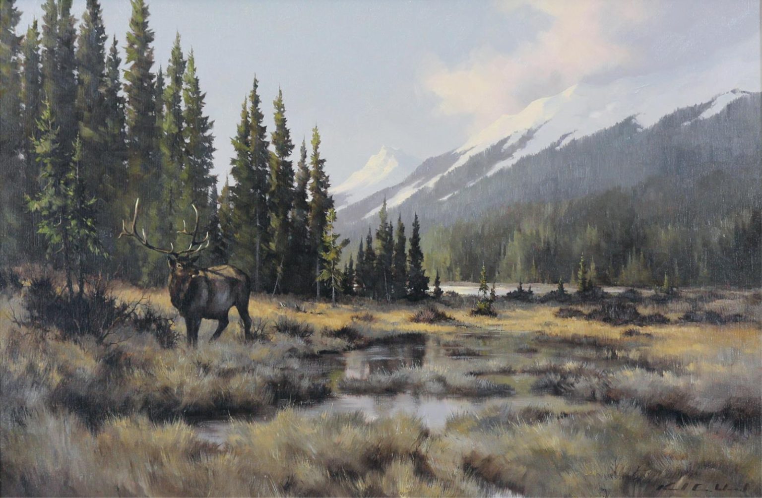 Karl E. Wood: MISTAYA MEADOWS , BANFF NAT'L PARK - Hodgins Art Auction
