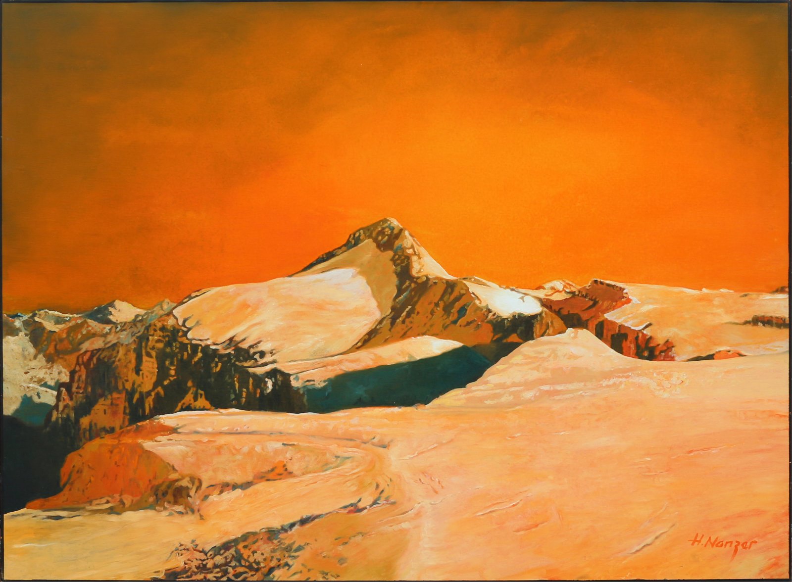 Hubert Nanzer: MT. BALFOUR WITH WAPUTIK ICEFIELD - Hodgins Art Auction