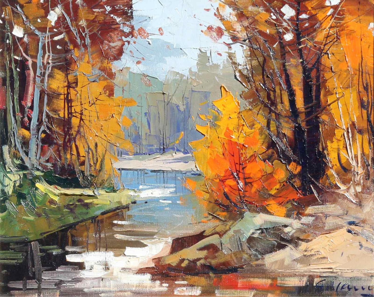 Geza (Gordon) Marich: STREAM IN AUTUMN - Hodgins Art Auction
