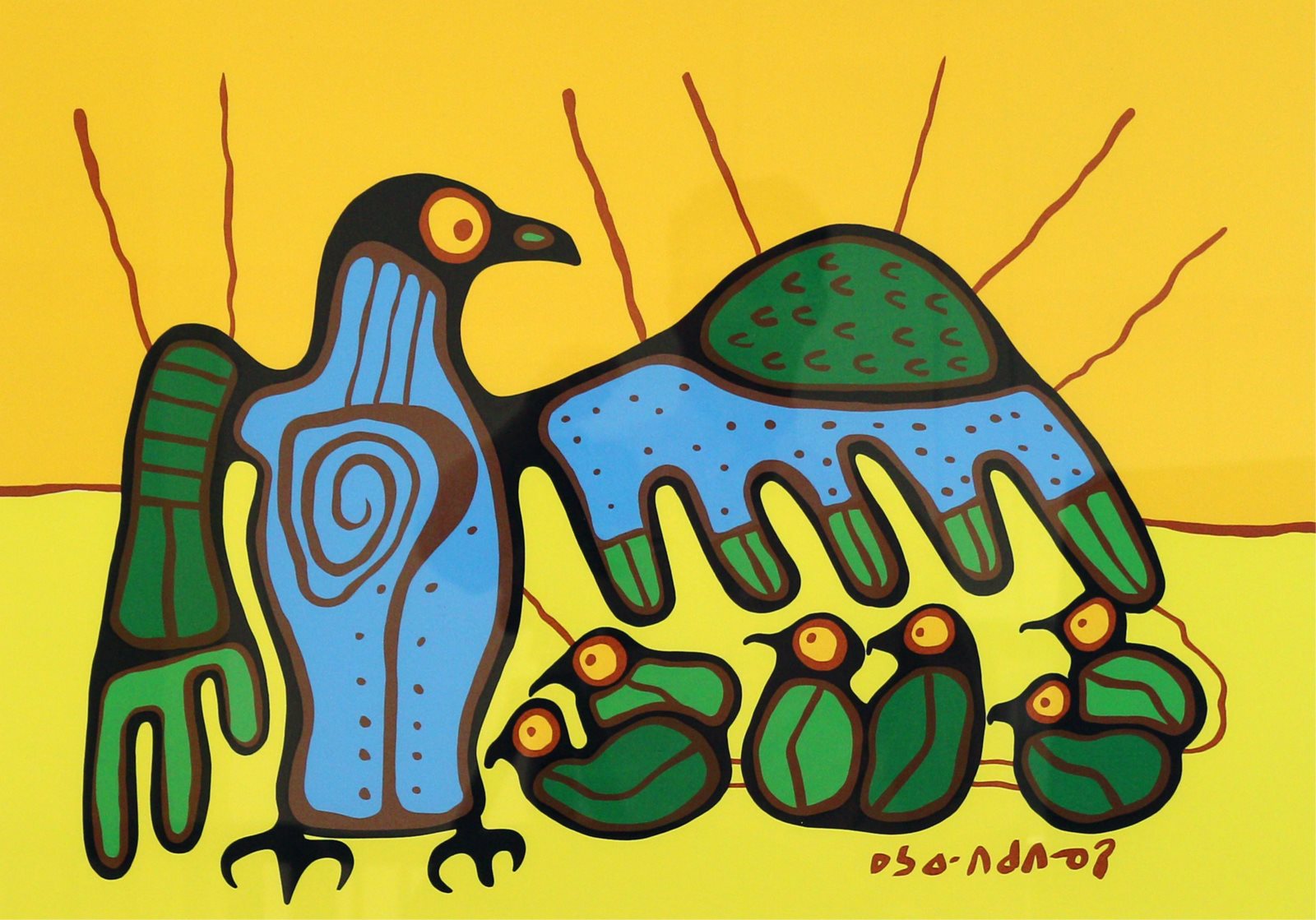 Norval Morrisseau: TEACHING THE YOUNG - Hodgins Art Auction