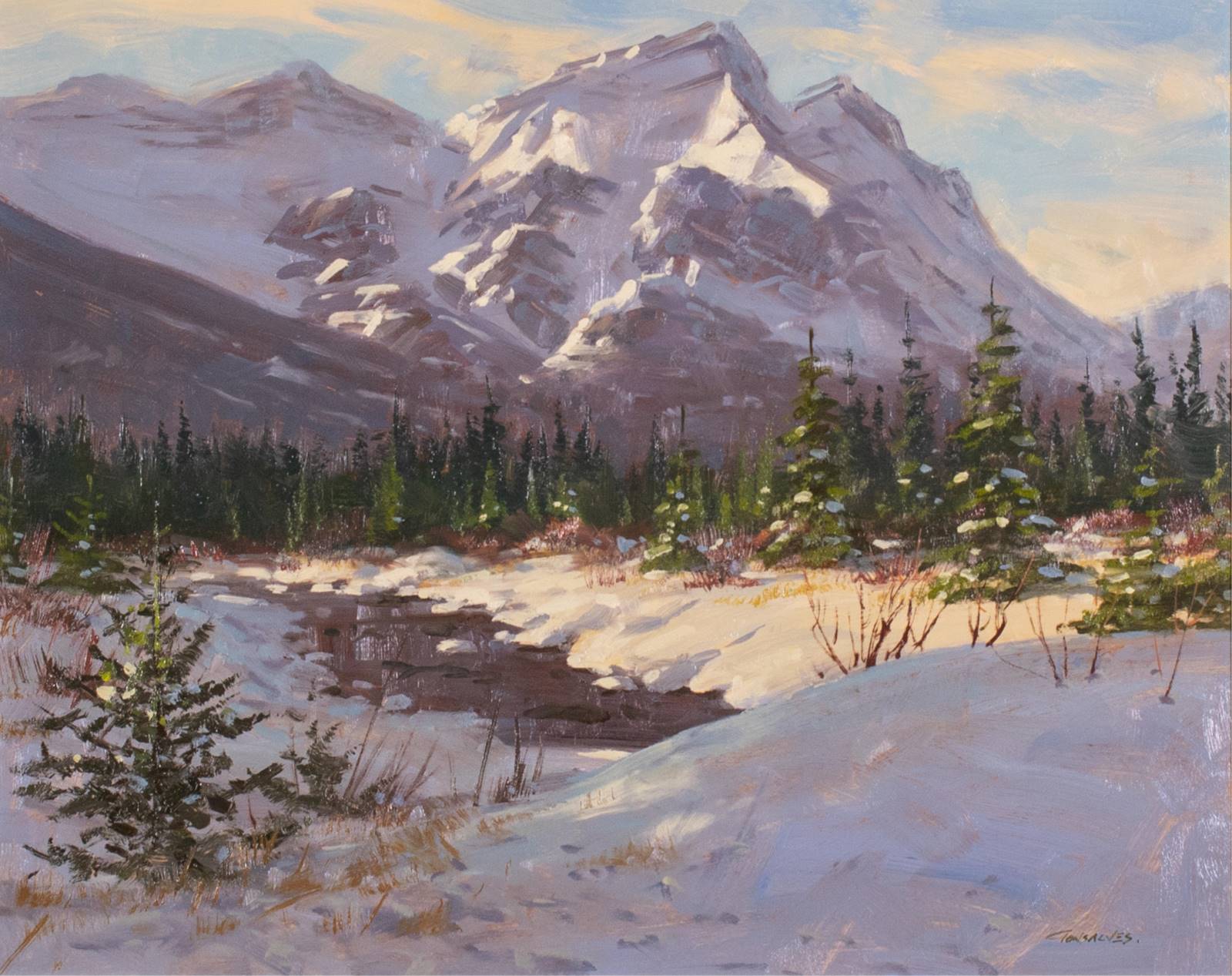 Mannie Gonsalves: MOUNT RUNDLE, EAST FACE - Hodgins Art Auction