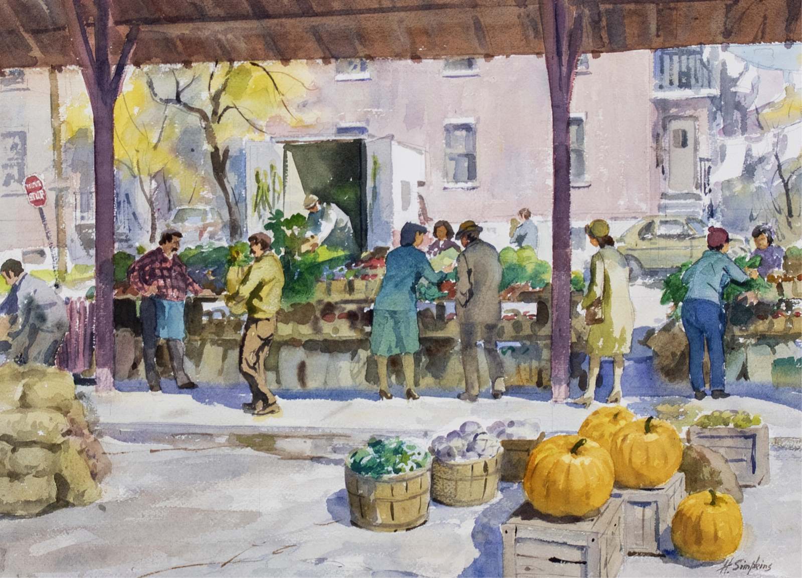 Henry John Simpkins: LACHINE MARKET - Hodgins Art Auctions