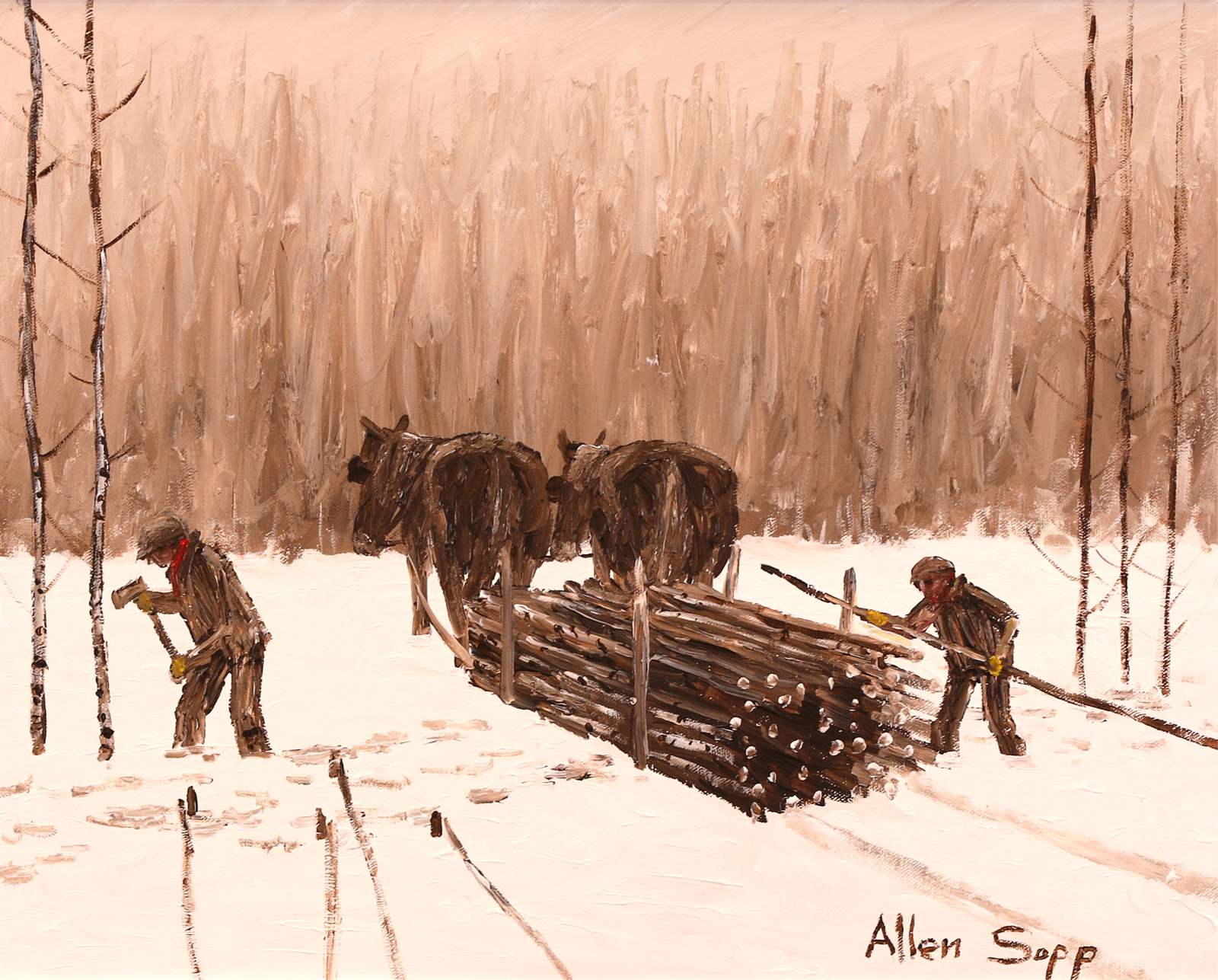 Allen Sapp: GATHERING WOOD - Hodgins Art Auction