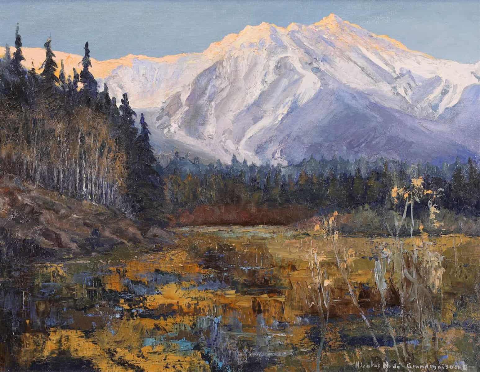 Nicolas N. de Grandmaison: SUNRISE NEAR BANFF - Hodgins Art Auction