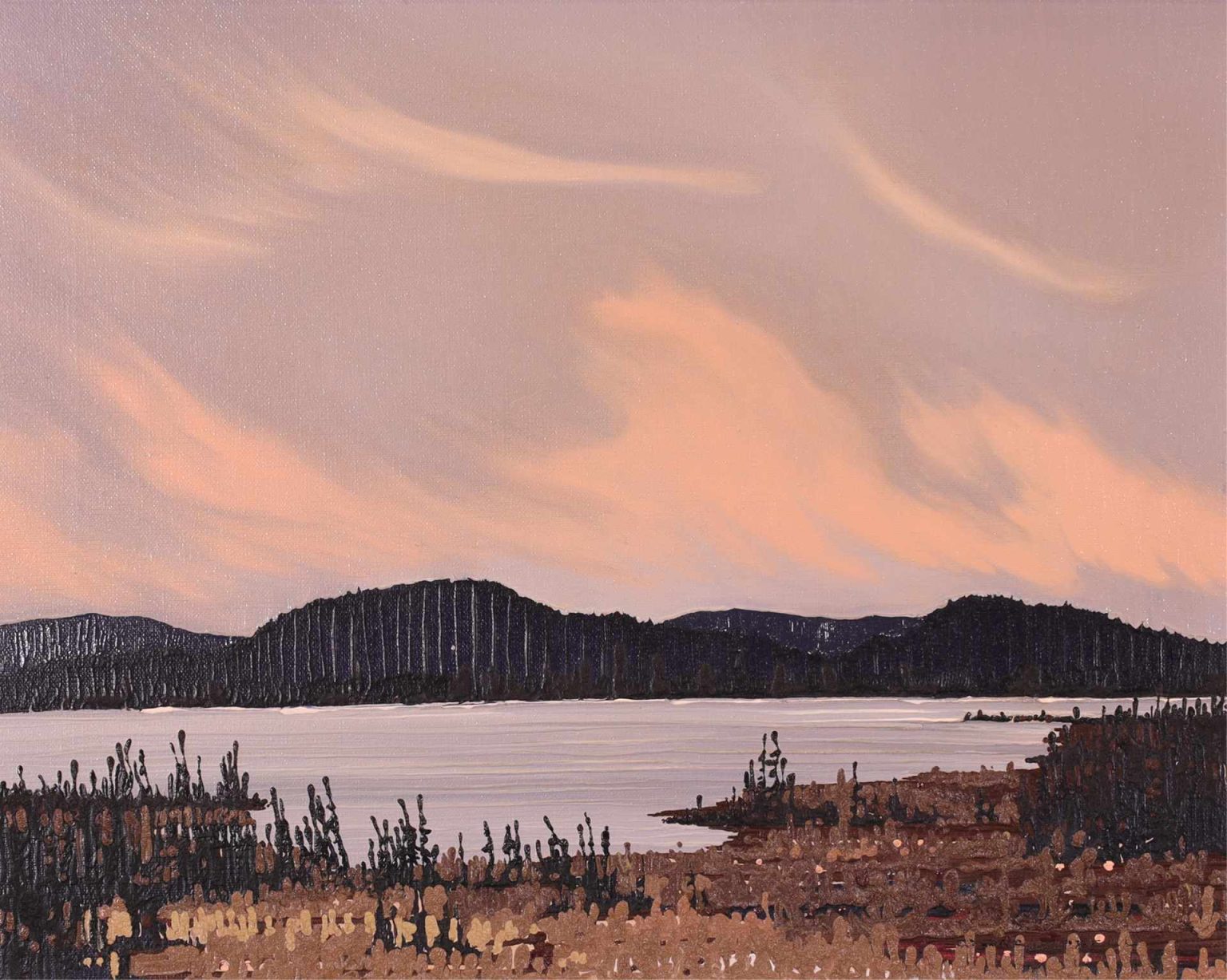Leyda Campbell: WHIPPED SKIES, LAKE, & SPRUCE SWAMP - Hodgins Art Auction