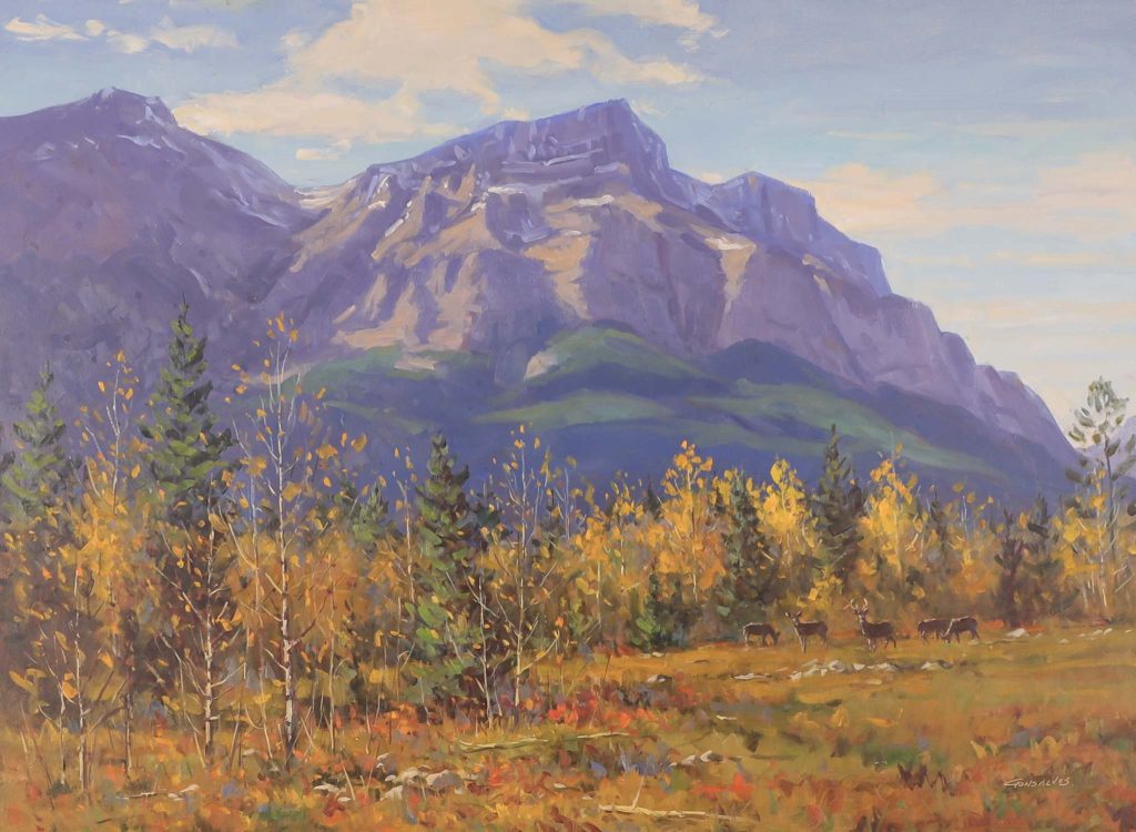 Mannie Gonsalves: MOUNT RUNDLE - Hodgins Art Auction